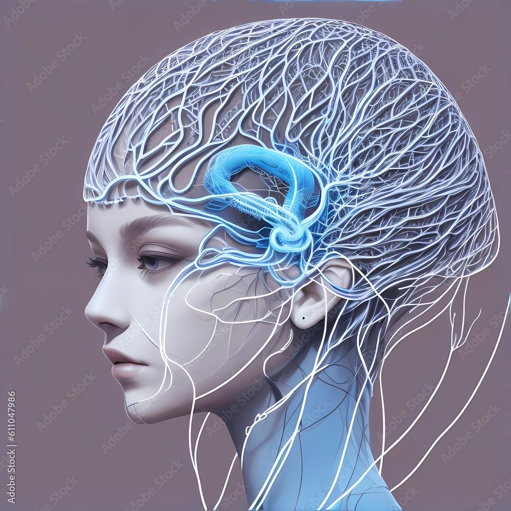 futuristic neural implant, enhancing their cognitive abilities and ...