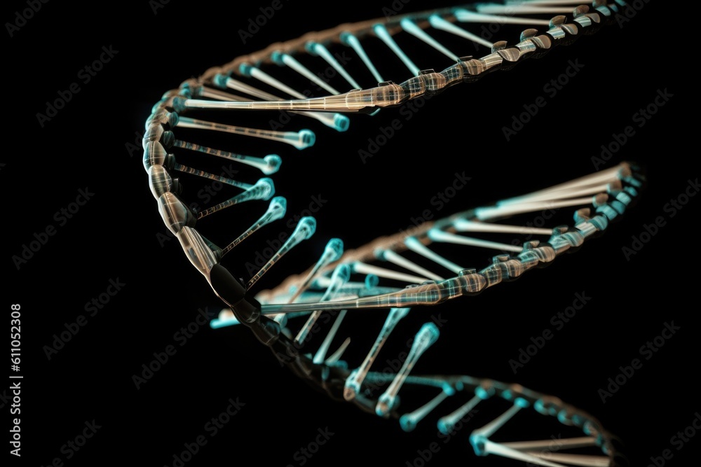 dna double helix, with its complementary base pairs visible, forming elegant and stable ...