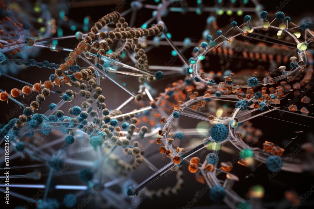 molecular structures of dna, proteins, and other cellular components ...