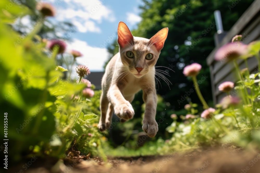 Medium shot portrait photography of a cute oriental shorthair cat ...