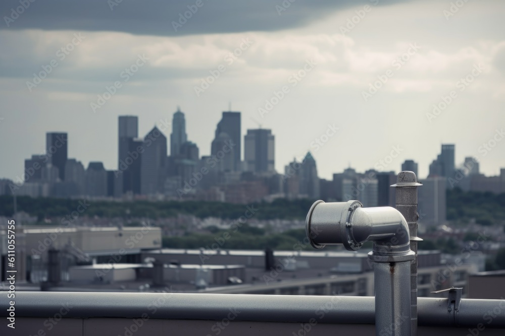downpipe from the rooftop of a building with impressive view of the ...