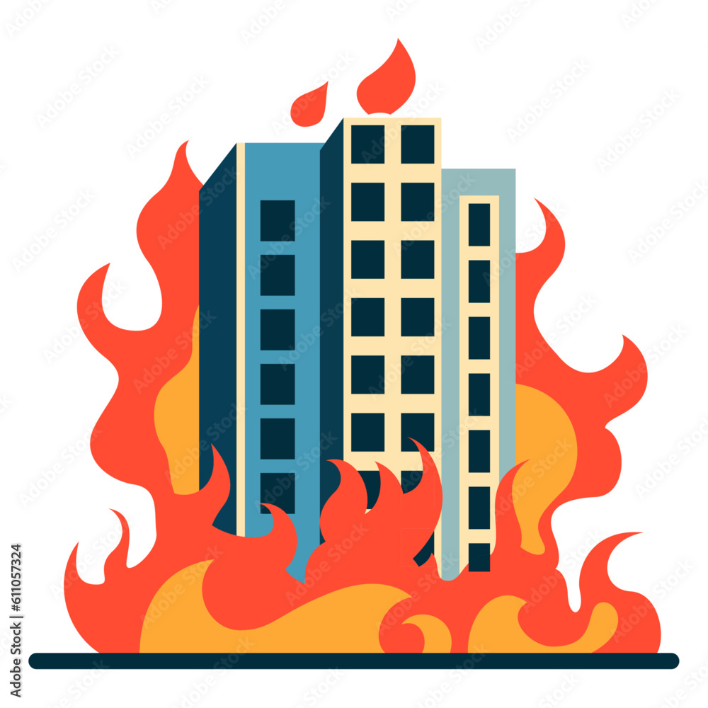 Vetor de burning building vector illustration , Building Fire ...