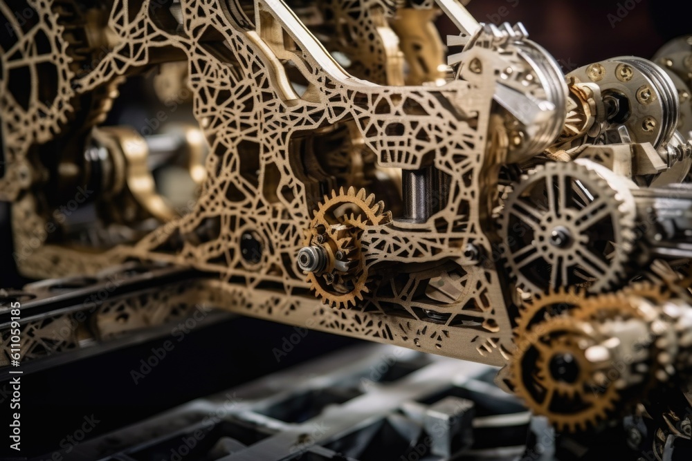 3d printing robot at work, building intricate mechanical parts in rapid ...