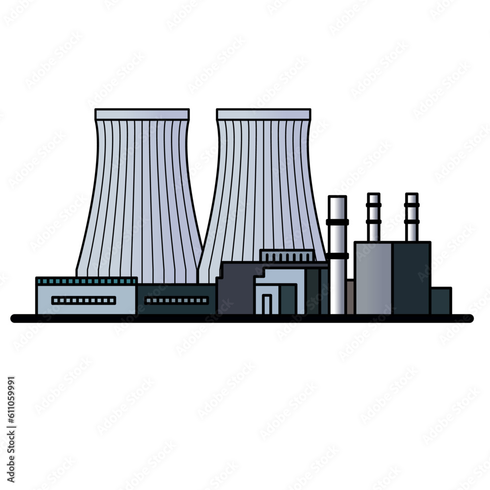 Nuclear power plant vector illustration , Nuclear Energy station ...