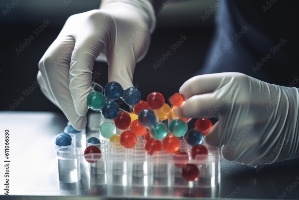 person, conducting laboratory experiments on potential new drug ...