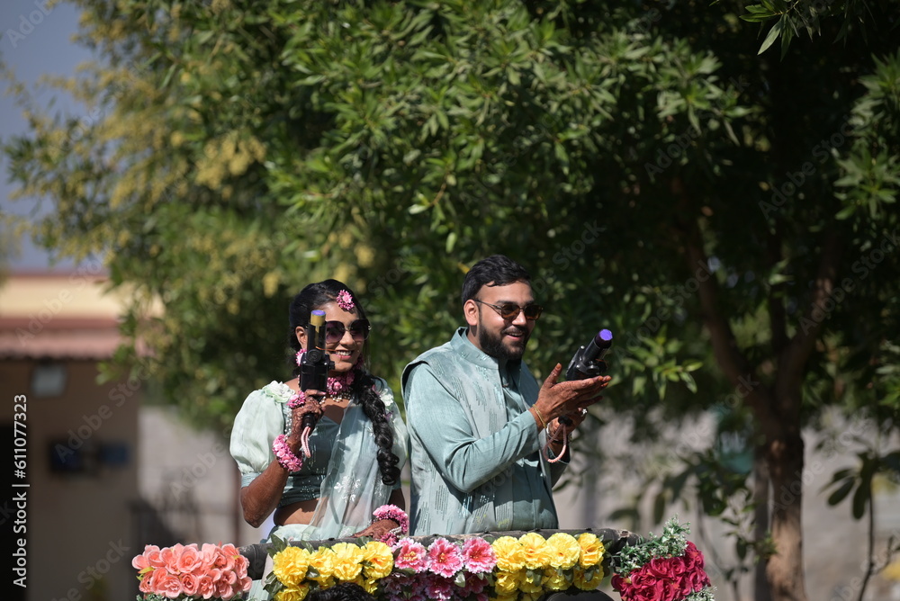 Rajasthan, India 14th May 2023: Dulha and Dulhan Baraat entry in Thar ...