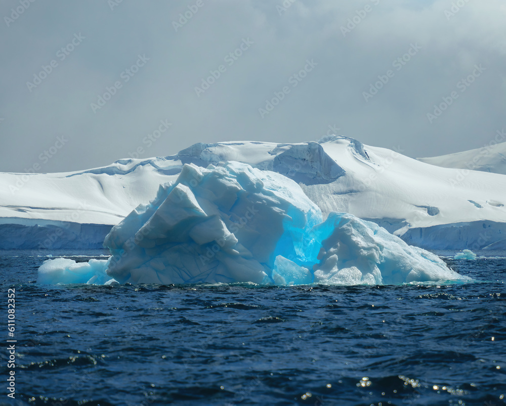 Antarctic nature landscape with icebergs in Greenland icefjord during ...