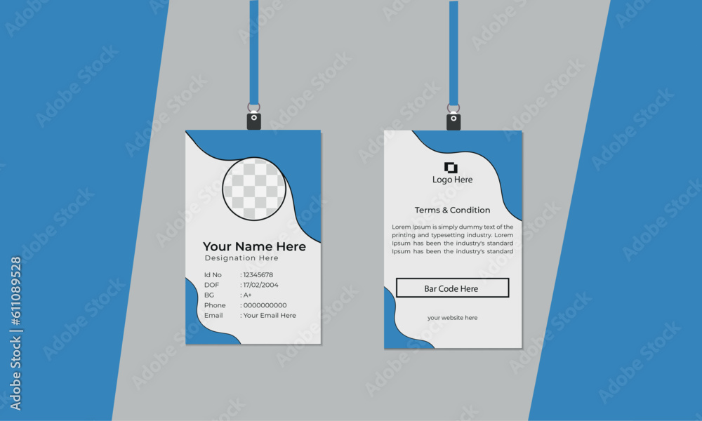 Modern and minimalist id card template.Vector id card template with ...