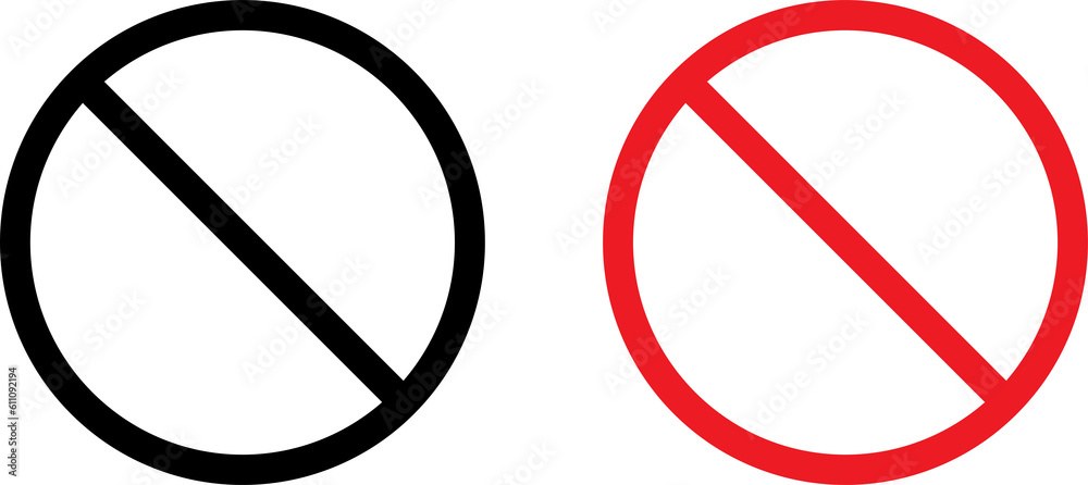 Set of ban symbols. Circle sign stop entry and slash line. PNG Stock ...