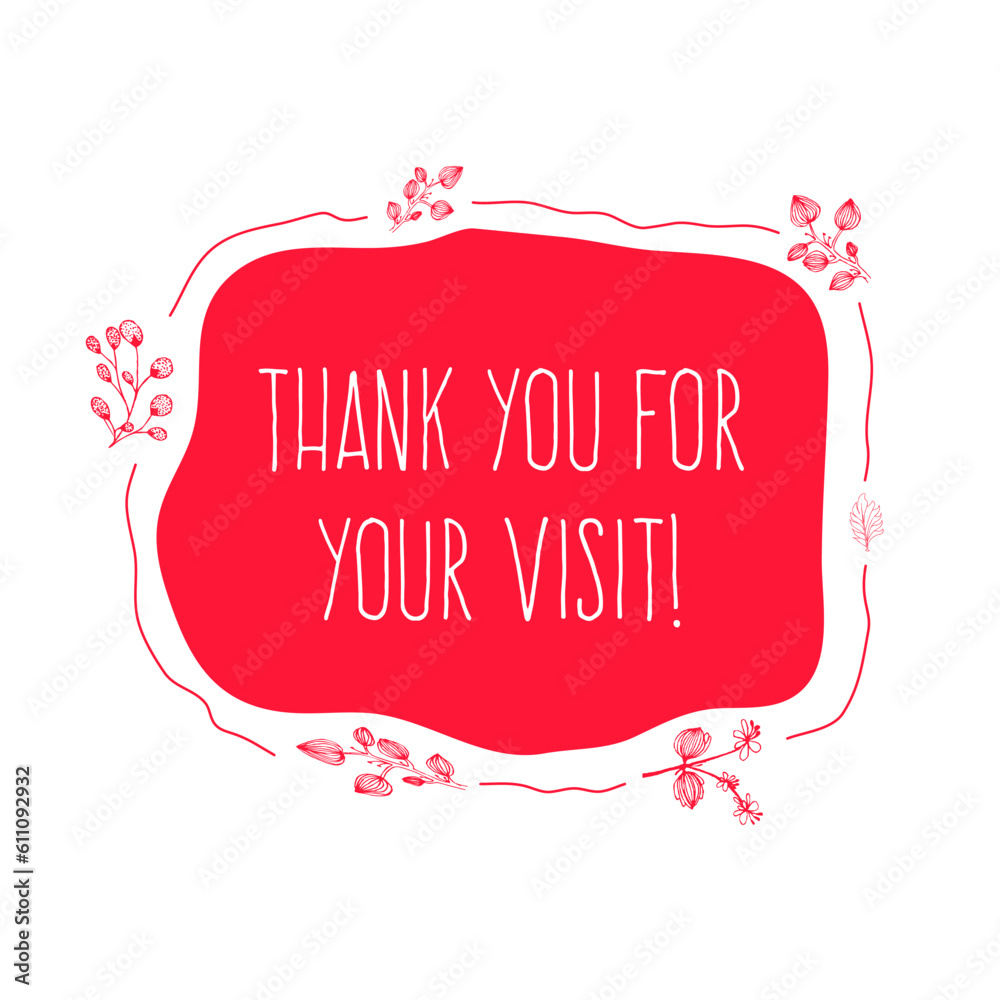 Thank you for your visit vector quote. Cool quote on red background. Vector illustration. Stock ...