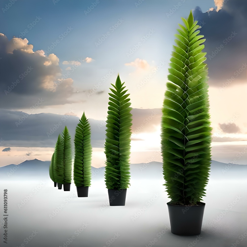 Tropical foliage plant bush nature frame layout of Fishtail fern or ...