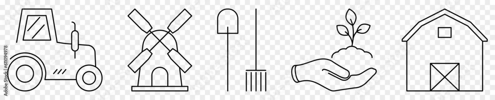 Agriculture line icons. Farm icon set. Vector illustration isolated on ...