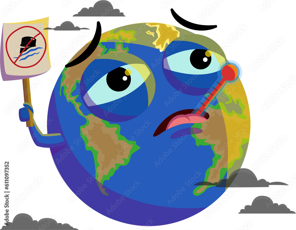 global warming earth cartoon Stock-Illustration | Adobe Stock