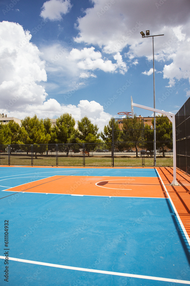 Empty Outdoor Basketball Court