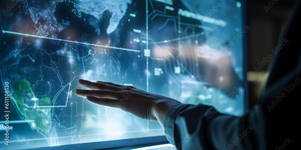 Captivating holographic weather simulation operated by man's hand ...