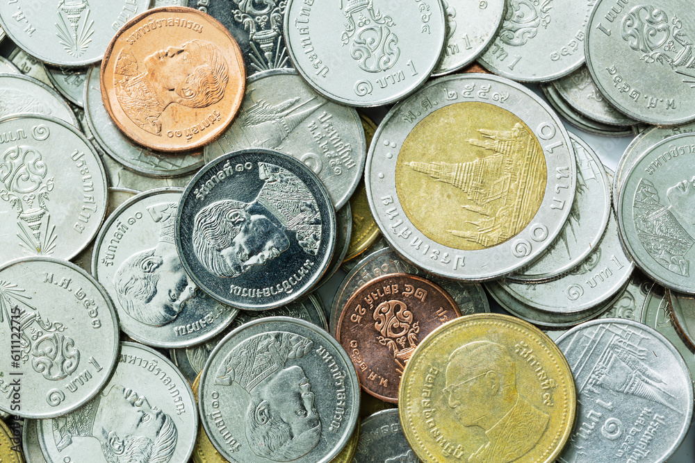 Thai baht coin macro,Thai baht coins. Coins of Thailand. Many of Thai ...