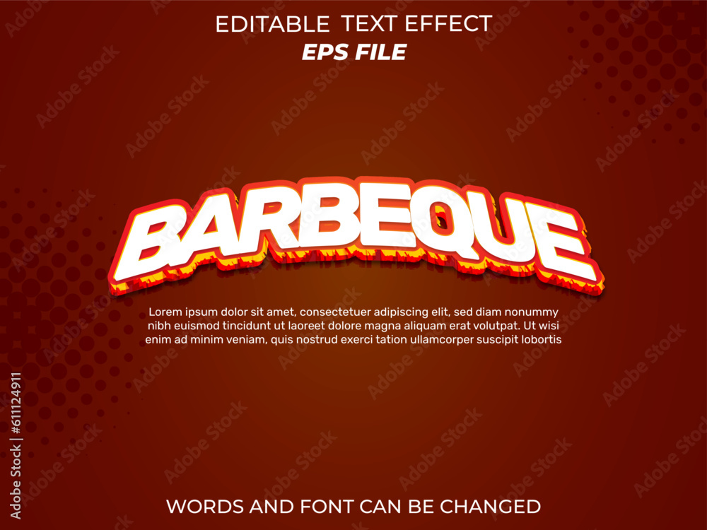 barbeque text effect, font editable, typography, 3d text Stock Vector ...