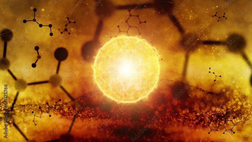 Dangerous chemical molecule bonds with sun star looping animation ...