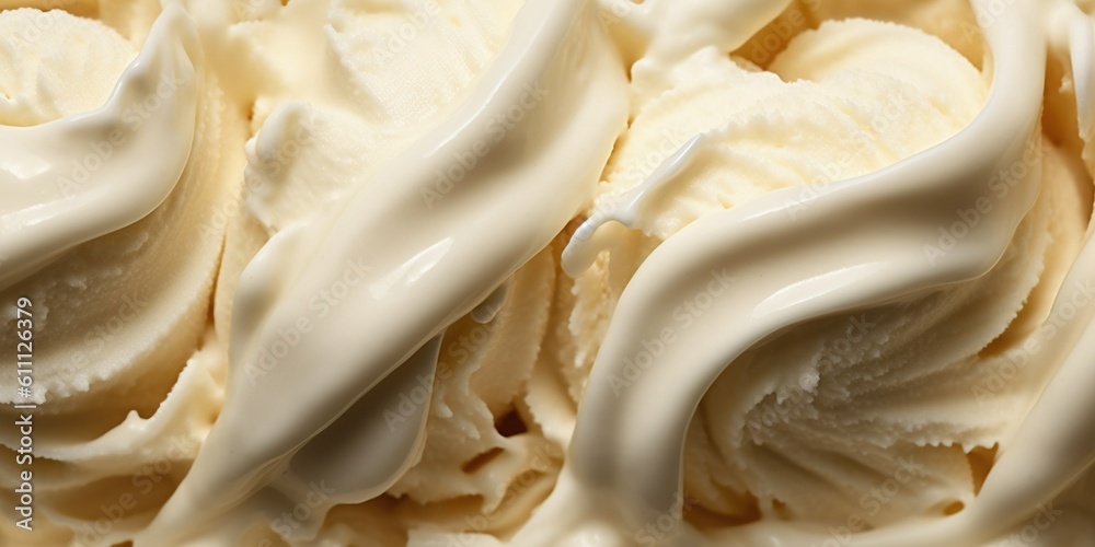 Generative AI, vanilla ice cream surface, close up texture of white ice ...