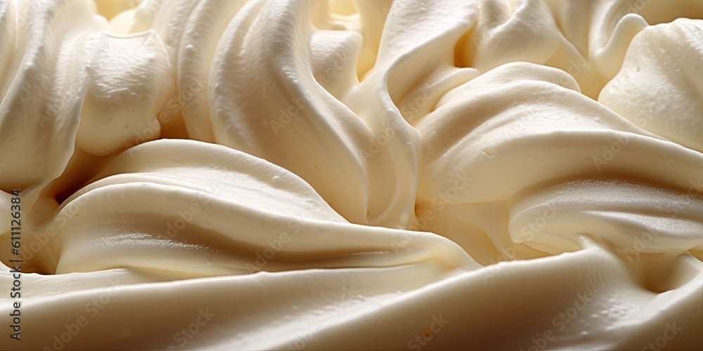 Generative AI, vanilla ice cream surface, close up texture of white ice ...
