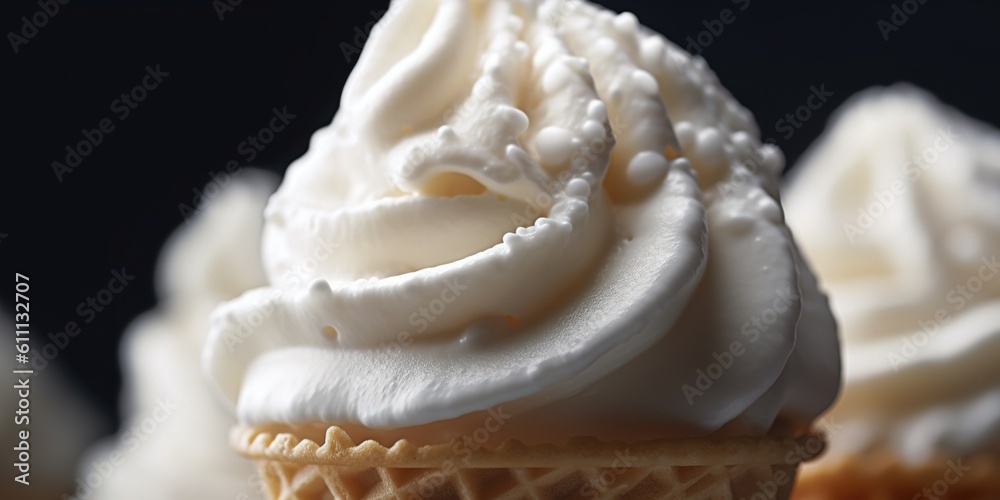 Generative AI, vanilla ice cream surface, close up texture of white ice ...