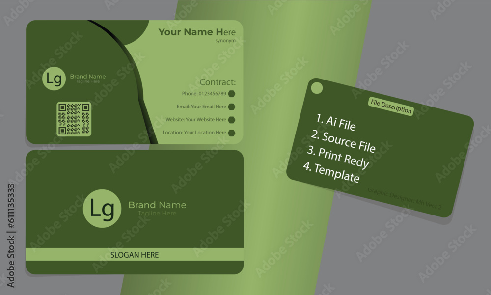 Business card design template, Clean professional business card ...