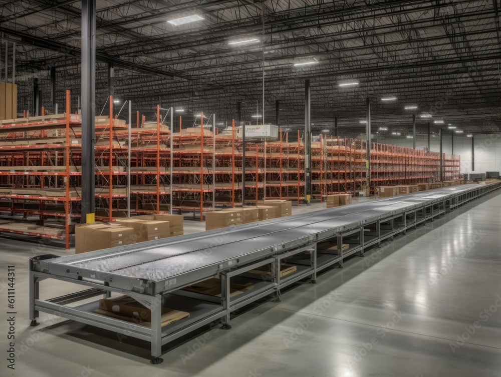 A sprawling warehouse filled with rows of high-tech inventory systems ... A sprawling warehouse filled with rows of high-tech inventory systems ...