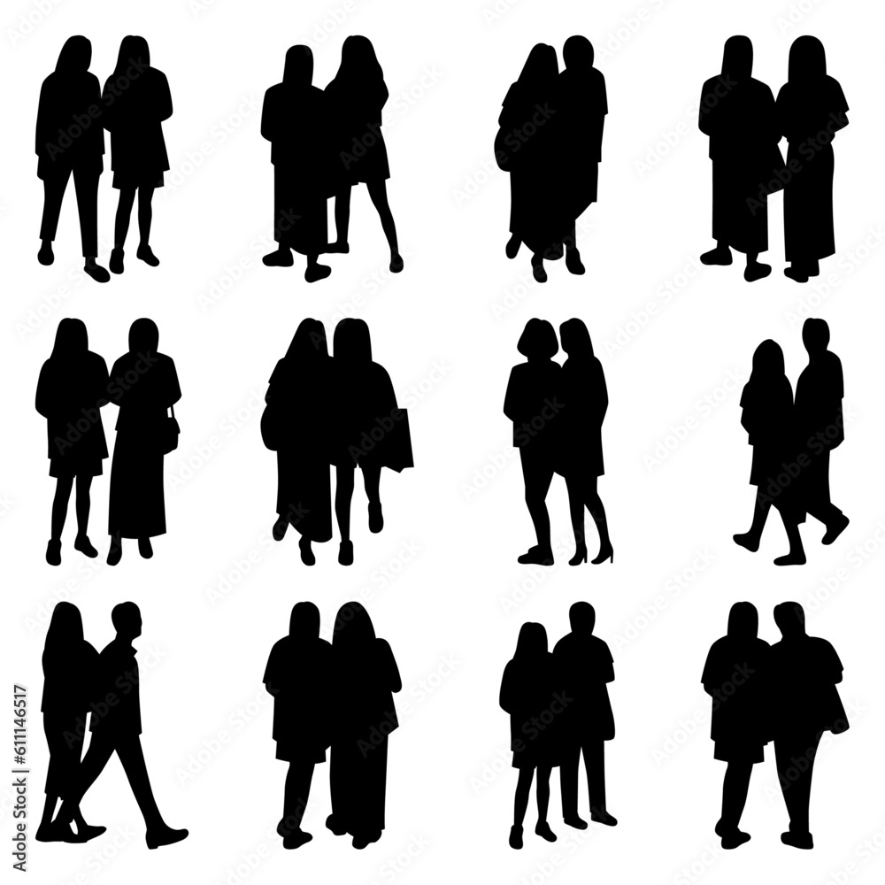 Vector Collection Set of Socialite People Silhouettes Stock Vector ...