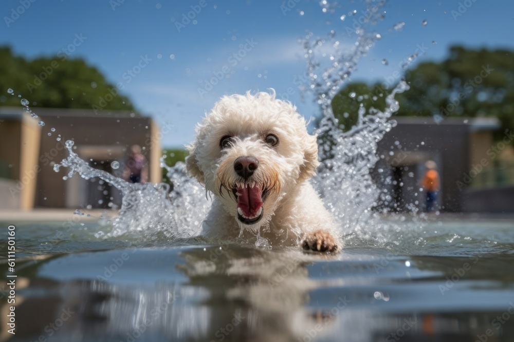 Foto de Group portrait photography of a funny poodle splashing in a ...