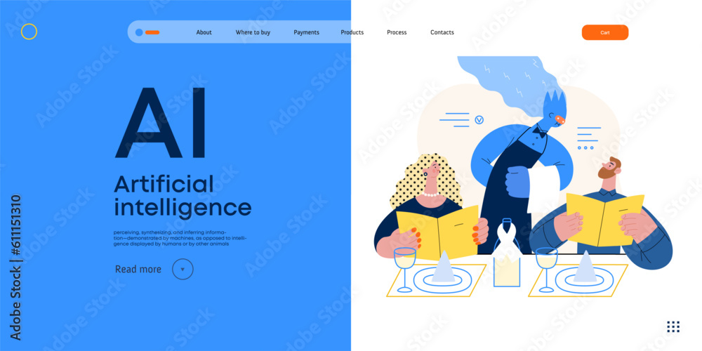 Artificial intelligence, Waiter -modern flat vector concept ...