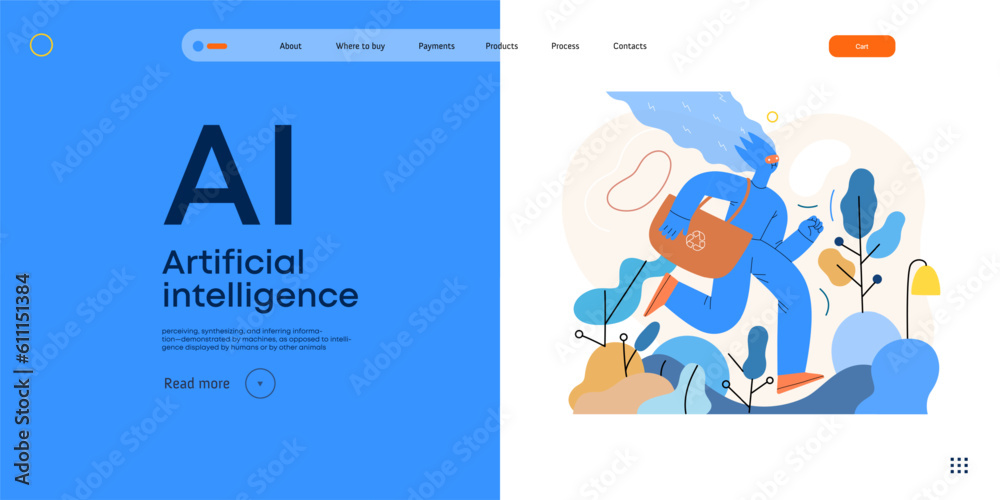 Vecteur Stock Artificial intelligence, Ecology -modern flat vector ... Vecteur Stock Artificial intelligence, Ecology -modern flat vector ...