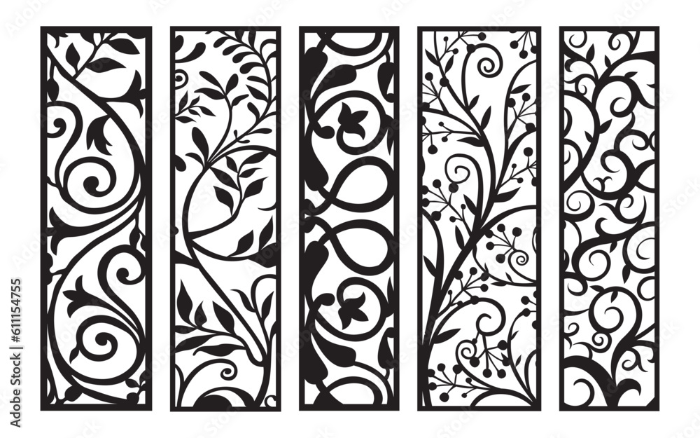 decorative black patterns with white background, islamic, floral and ...