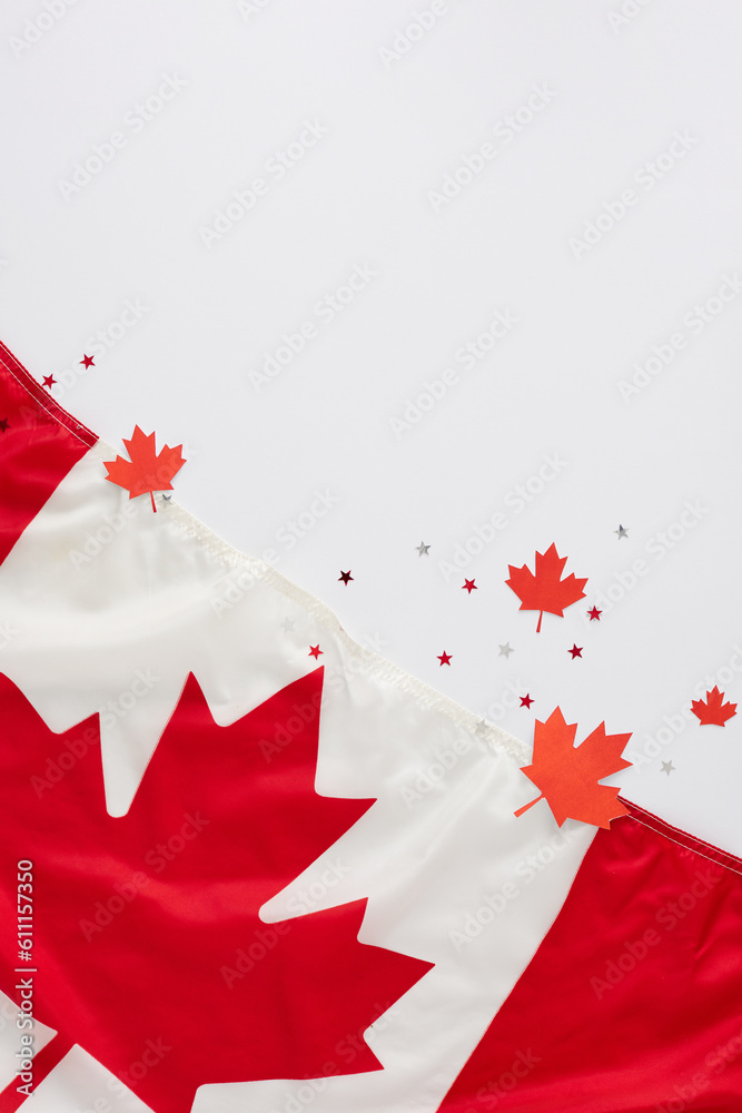 Happy Canada Day celebration concept. Top view vertical photo of ...