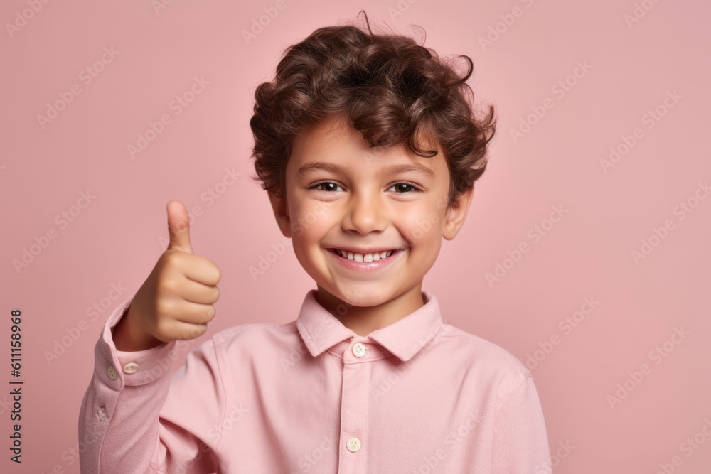 Close-up portrait photography of a happy kid male making an ok gesture ...