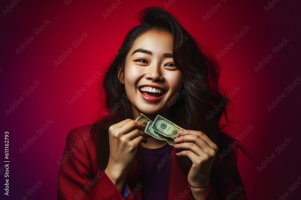Headshot portrait photography of a joyful girl in her 20s making a ...