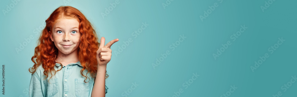 Small ginger red curly hair girl with freckles. She looks cute and ...