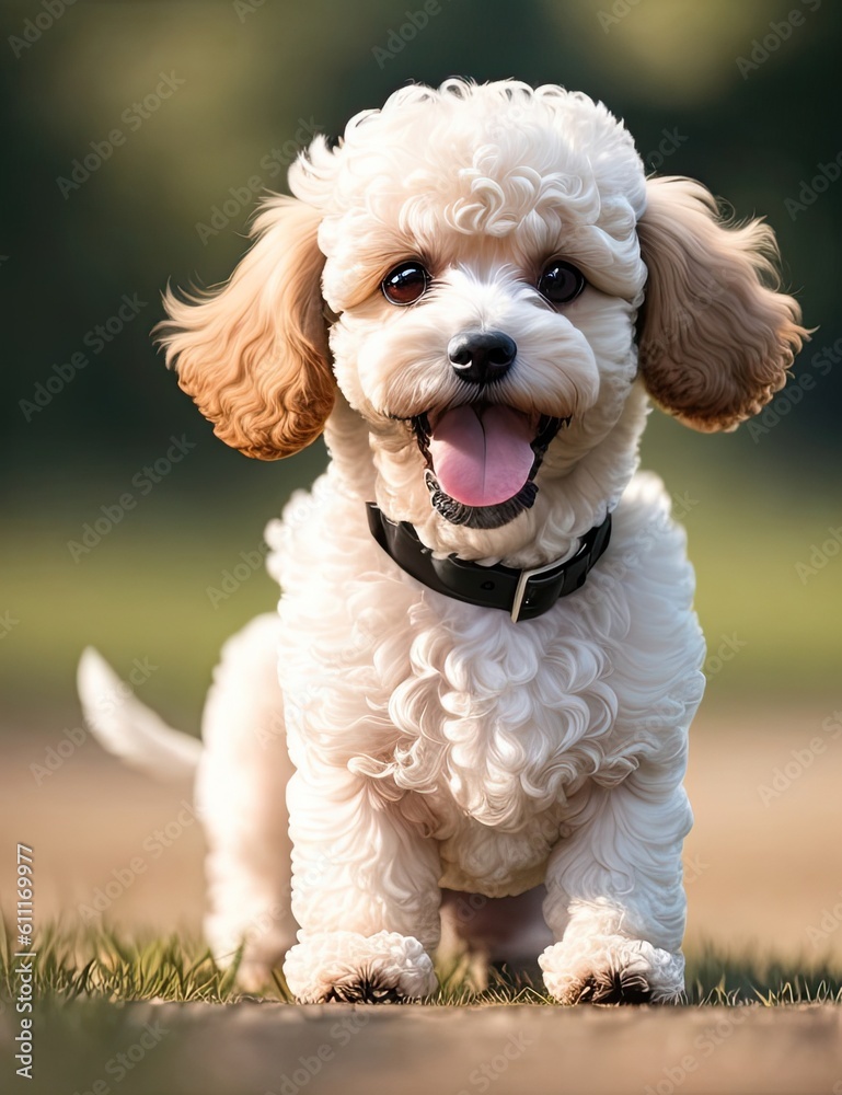 Ilustración de un lindo perrito french poodle mirando a la cámara - IA ...