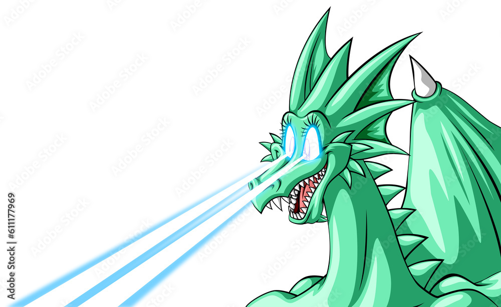 Cartoon Dragon Shooting Lasers from Eyes. Stock Illustration | Adobe Stock