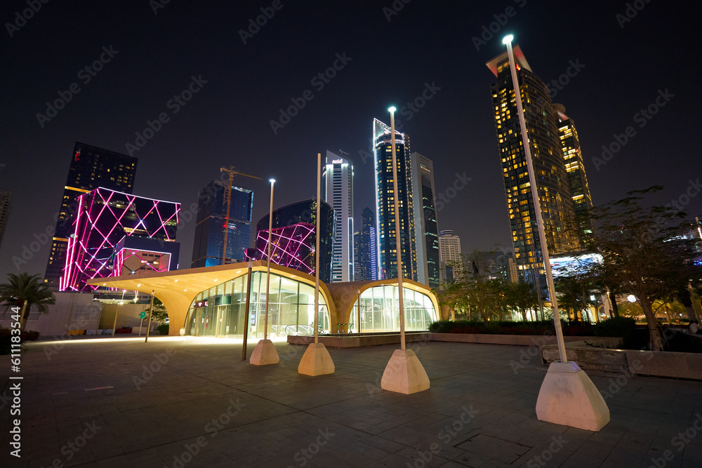 DOHA, QATAR - CIRCA MARCH, 2023: street level view of Doha. Stock Photo ...