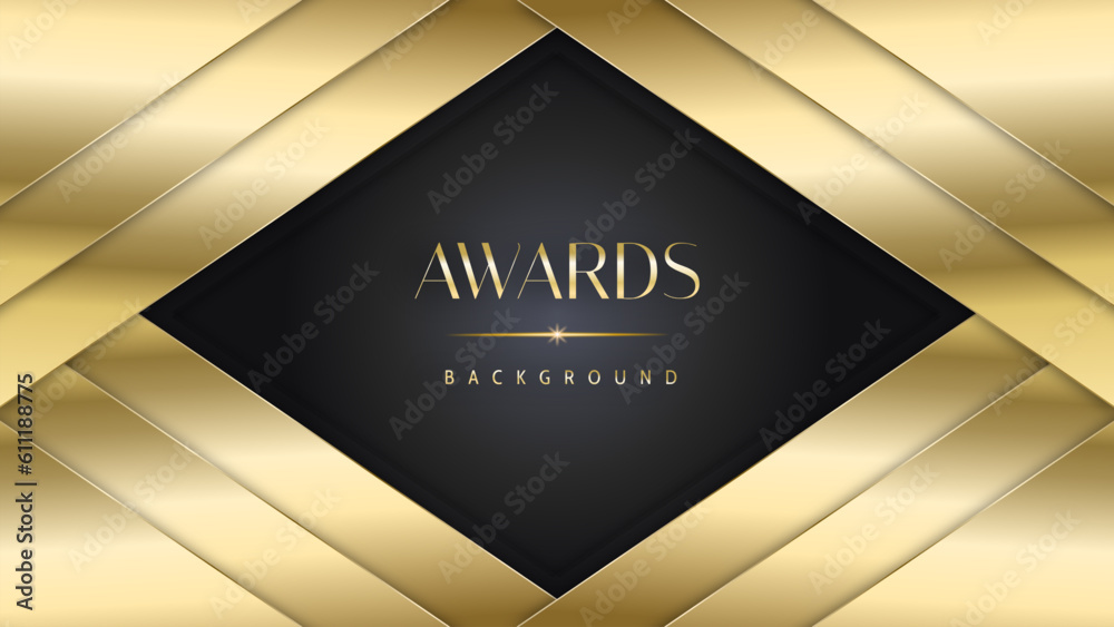 Awards background luxury premium golden wavy with gold and black colors ...