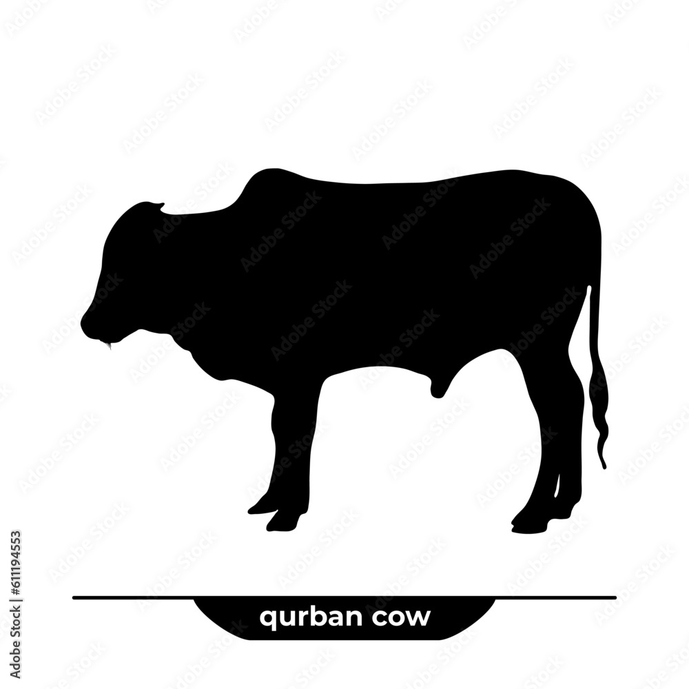 Qurban Cow Silhouette icon, vector illustration in trendy style. Design ...