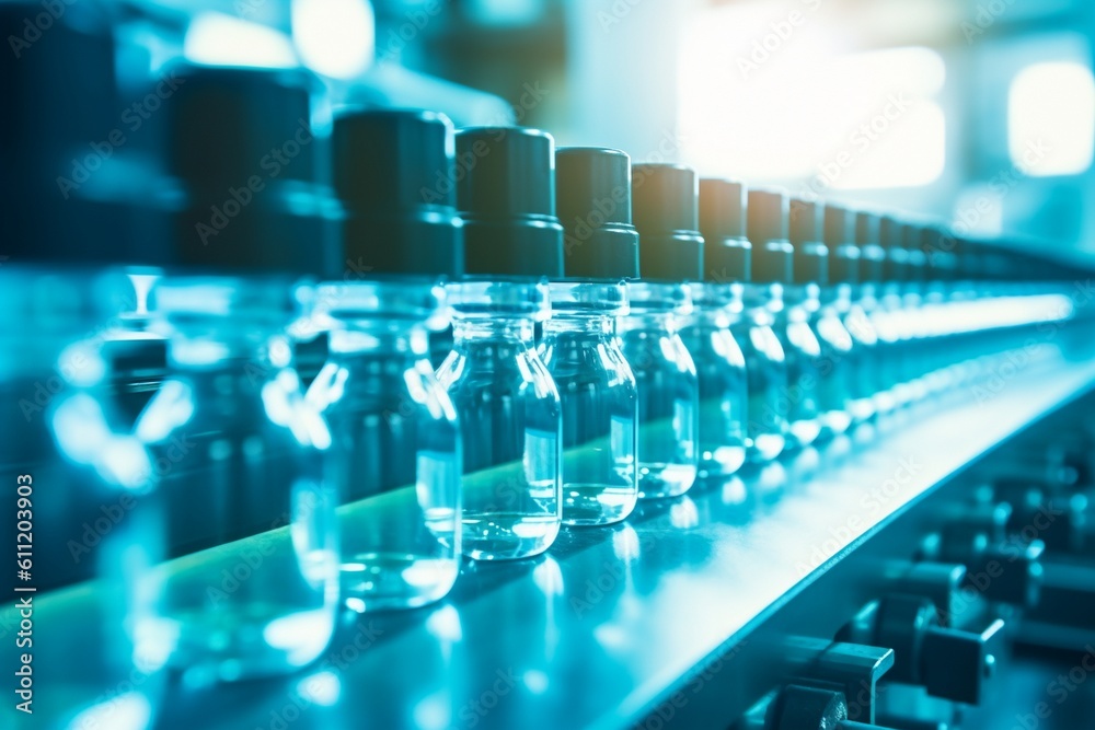 laboratory tubes with chemicals. Pharmaceutical manufacture background ...