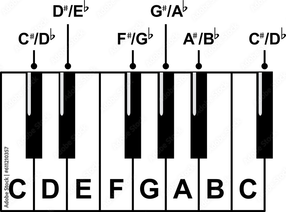 Piano keyboard diagram - piano keyboard layout on transparent ...