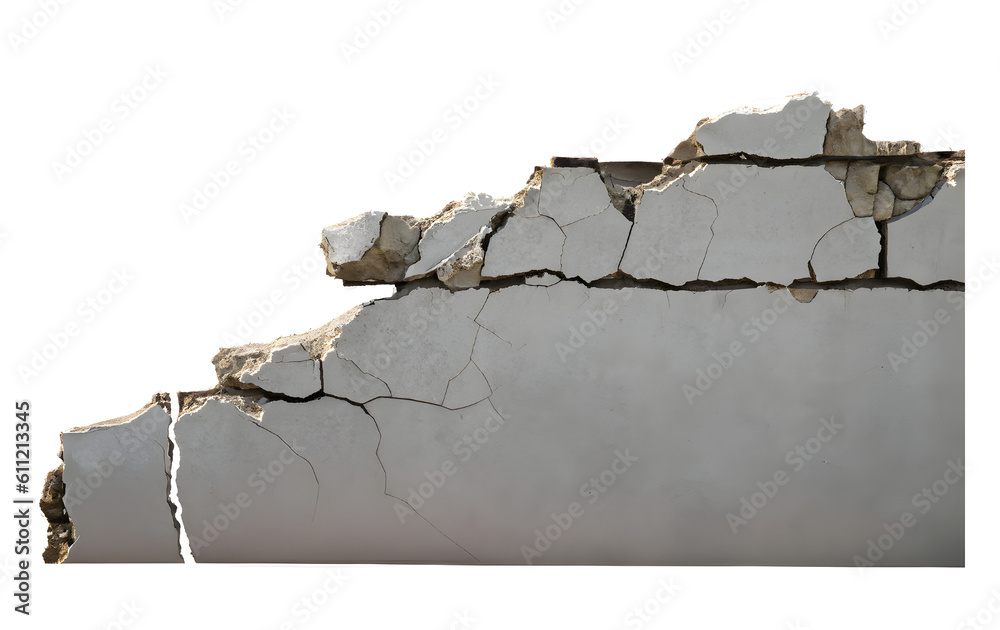 old broken concrete wall, isolated on transparent background, png ...