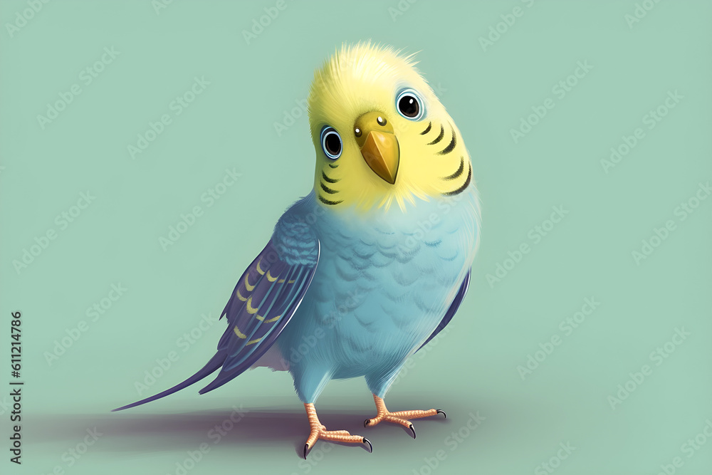 cute budgie illustration, Generative AI Stock Illustration | Adobe Stock