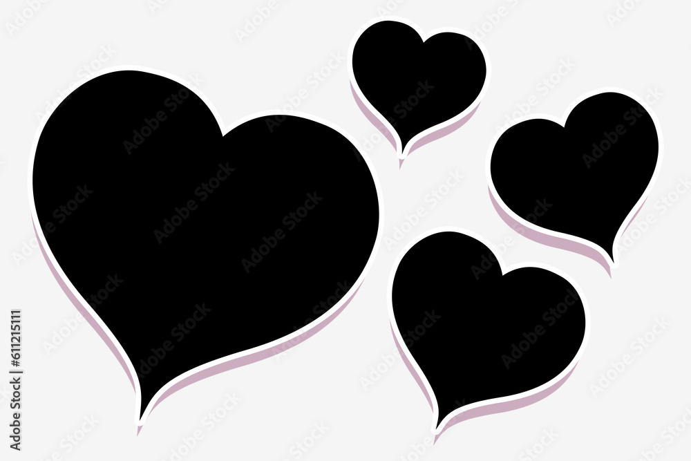 4 Blank heart square photo frames template in a simple creative layout ...