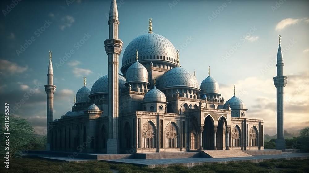 Amazing architecture design of mosque created with Generative Ai ...