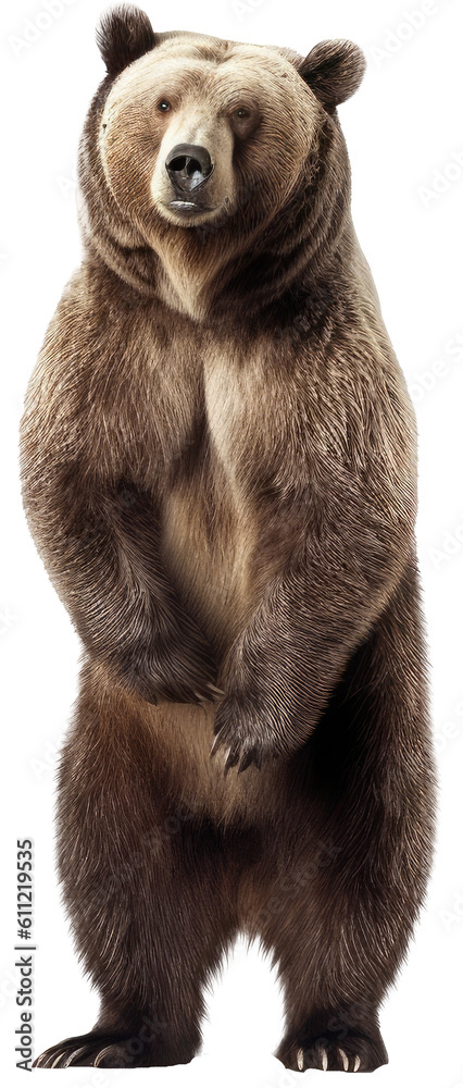Standing grizzly bear isolated on white background as transparent PNG ...