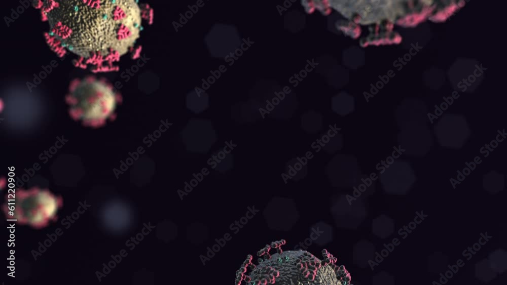Many SARS-CoV-2 COVID-19 Virus Gently Floating Under Microscope - 3D ...