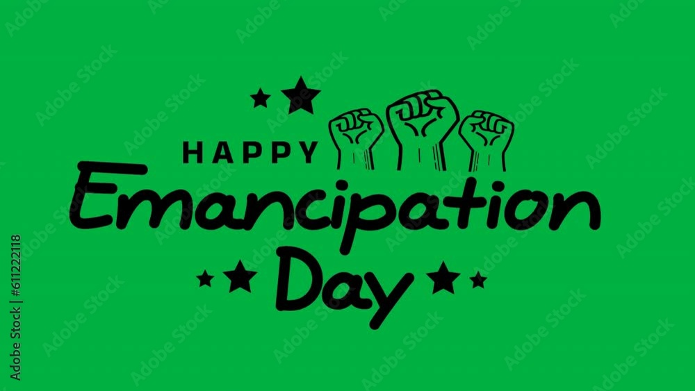 Happy Emancipation Day Text Animation on Green Screen Background. Great ...